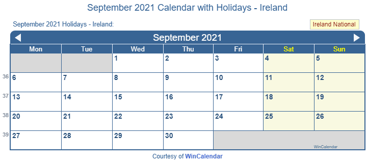 Print Friendly September 2021 US Calendar for printing