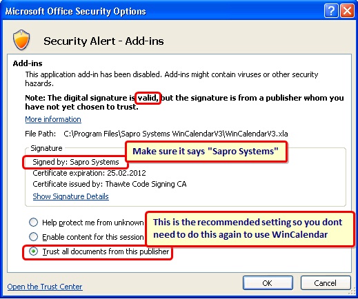 Excel 2010 Security Settings
